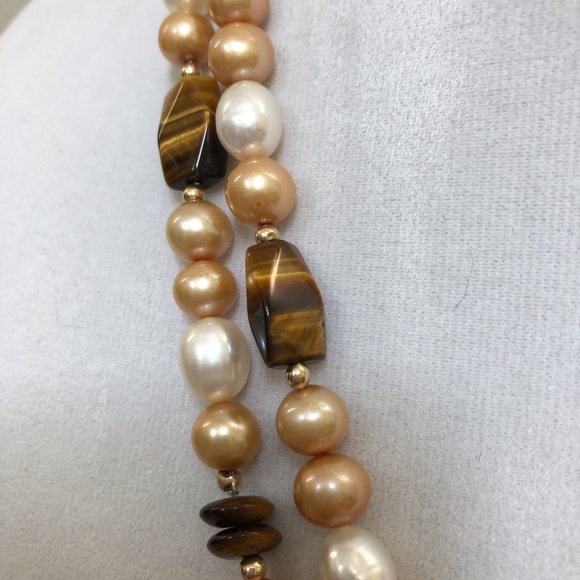 Pearl and Tiger Eye | Jewelry | 48 Tiger Eye Pearl Necklace | Poshmark